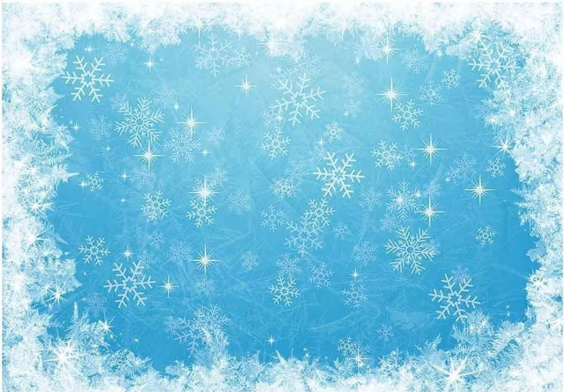 Ice Blue Winter Backdrop Party ration Banner White Snowflake Snowfall ...
