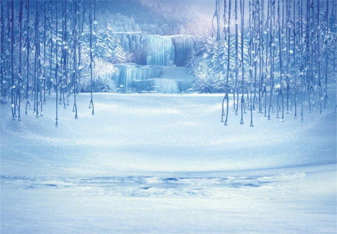 Ice Blue Winter Backdrop Party ration Banner White Snowflake Snowfall ...
