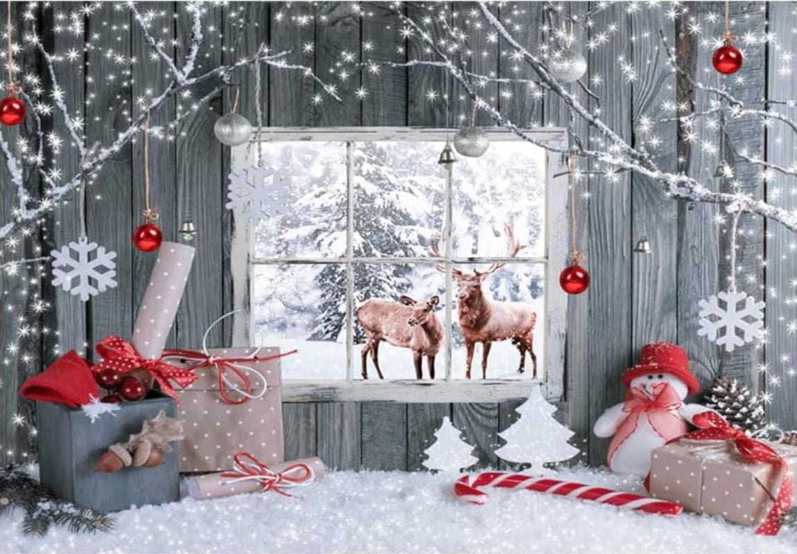 Ice Blue Winter Backdrop Party ration Banner White Snowflake Snowfall ...