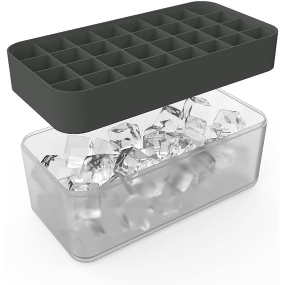 Ice Box Silicone Ice Cube Tray with Lid, Holds 96 Cubes, Space-Saving ...