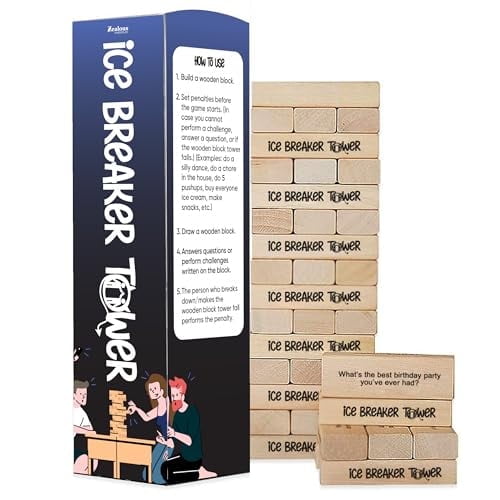 Ice Breaker Tower Stacking Wooden Block Game - Great For Family ...