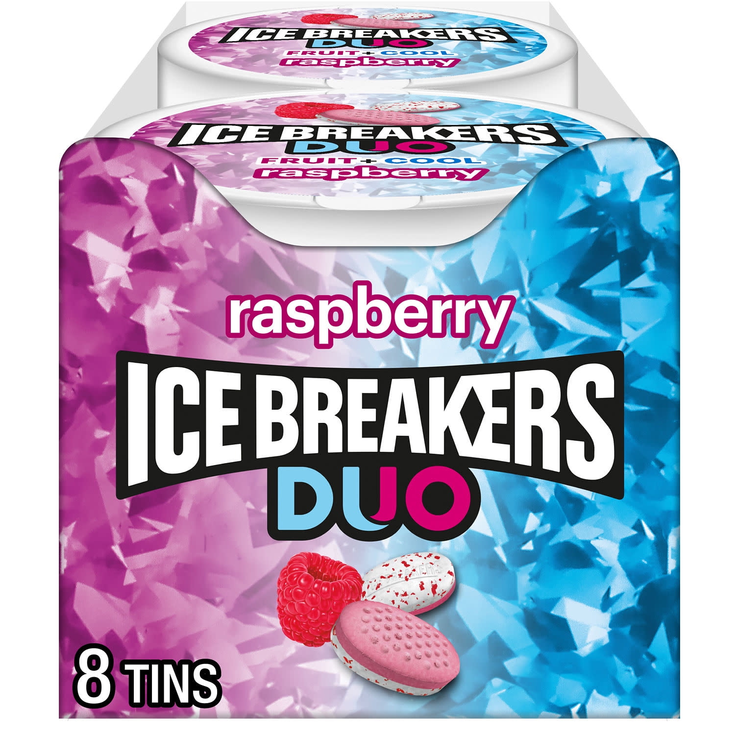 Ice Breakers Duo Raspberry Flavored Sugar Free Mints with Cooling ...