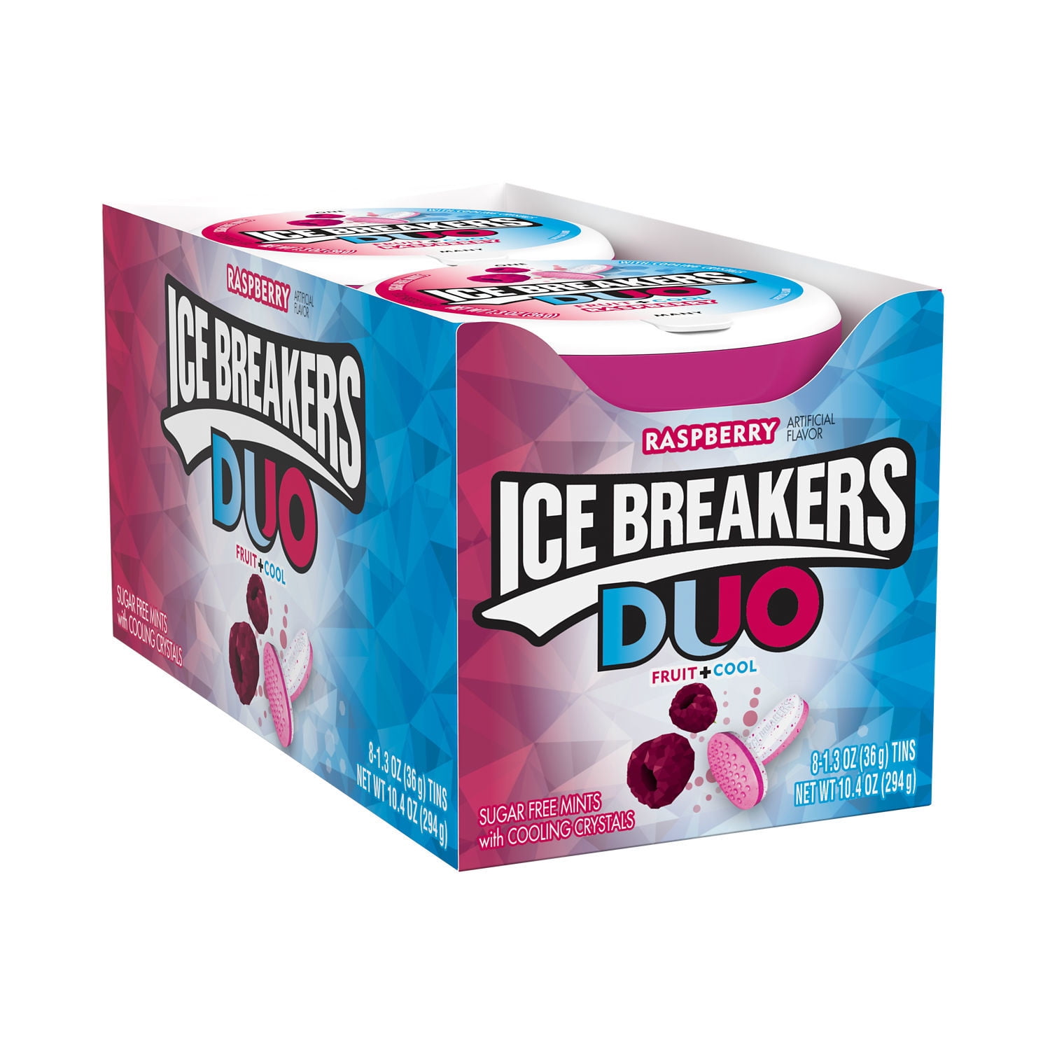 Ice Breakers Duo Fruit Plus Cool Raspberry Sugar Free Mints, Tins 1.3 ...