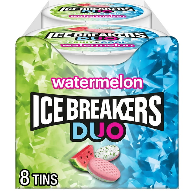 Ice Breakers Duo Watermelon Flavored Sugar Free Mints, Box Pack, 1.3 oz Tins, 8 Count - Walmart.com