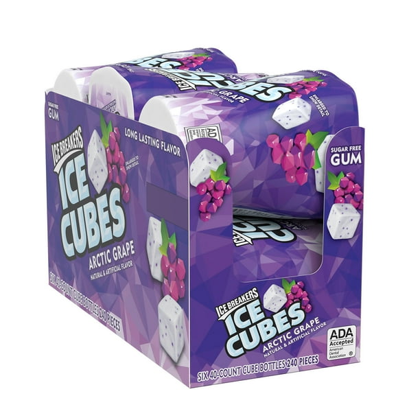 Ice Breakers Ice Cubes Arctic Grape Sugar Free Chewing Gum, Bottles 3. ...