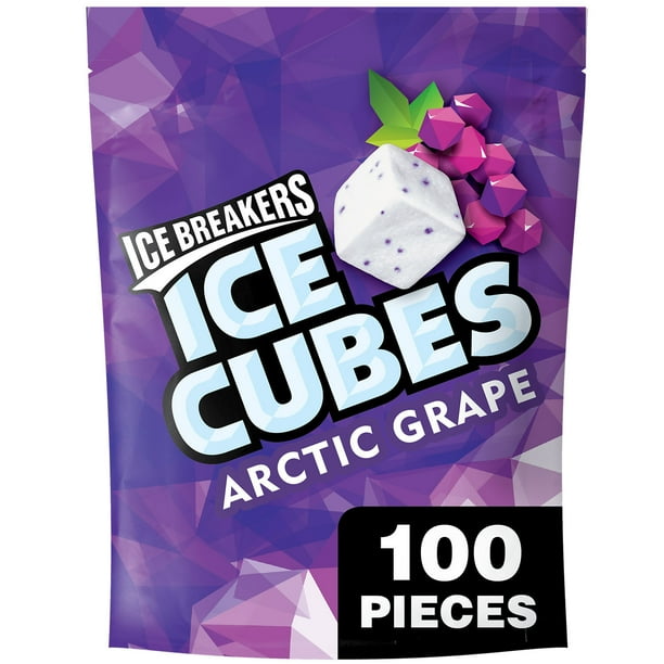 Ice Breakers Ice Cubes Arctic Grape Sugar Free Chewing Gum, Pouch 8.11 ...