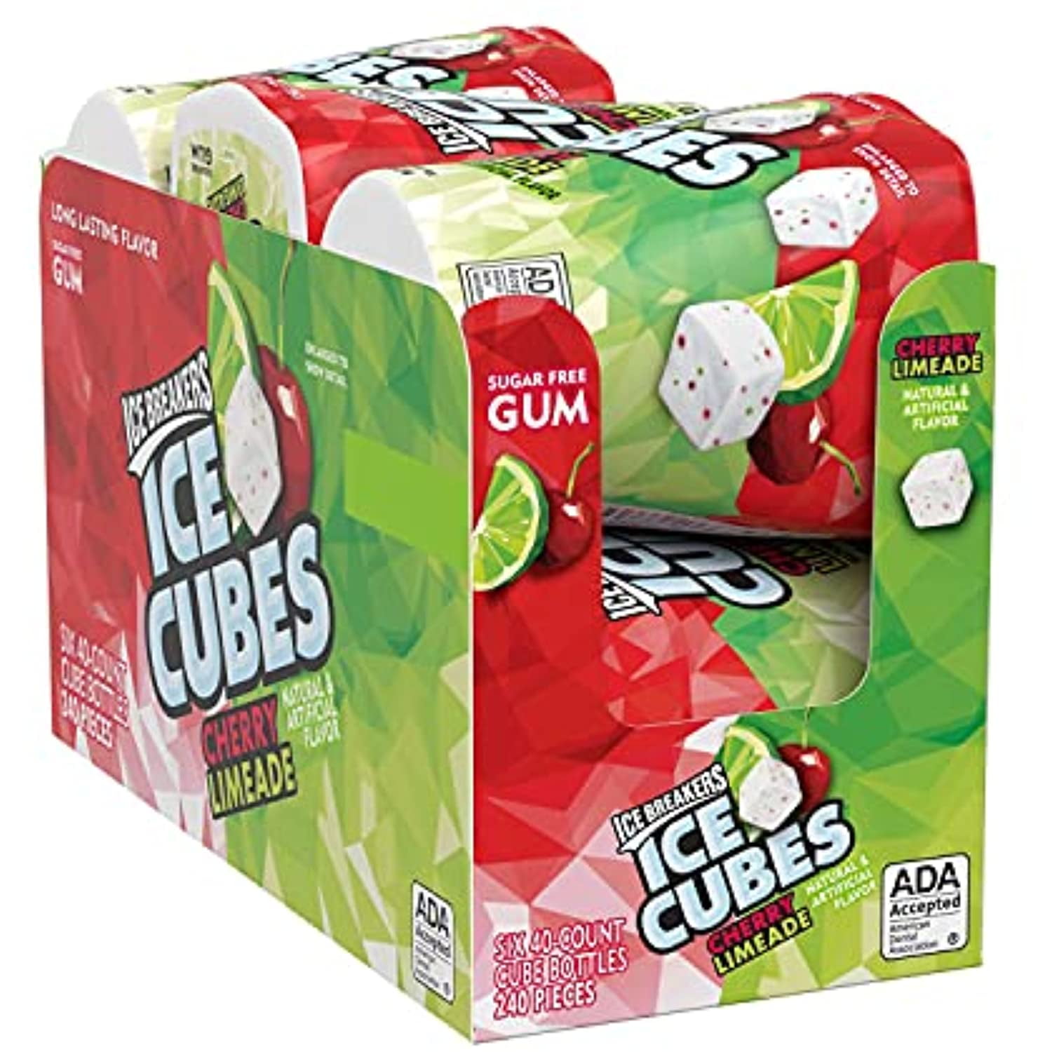 Ice Breakers Ice Cubes Cherry Limeade Sugarfree Gum – 6 Bottles × 40 ...