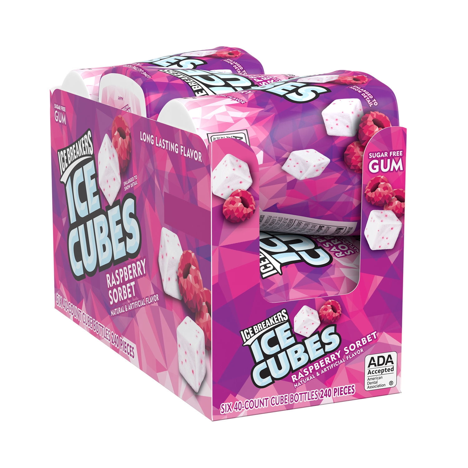 Ice Breakers Ice Cubes Raspberry Sorbet Sugar Free Chewing Gum, Bottles ...