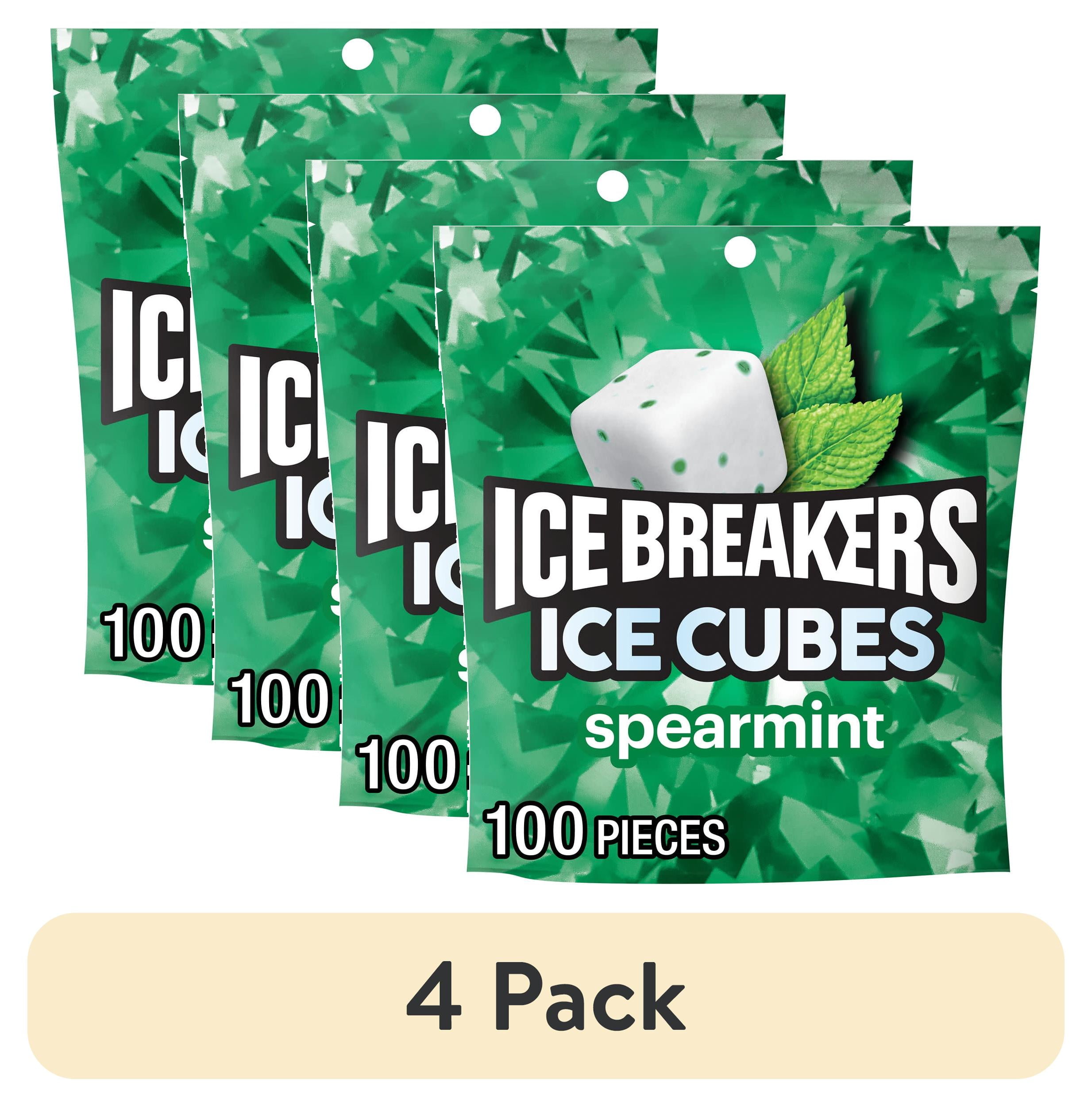 (4 pack) Ice Breakers Ice Cubes Spearmint Sugar Free Chewing Gum, Pouch ...