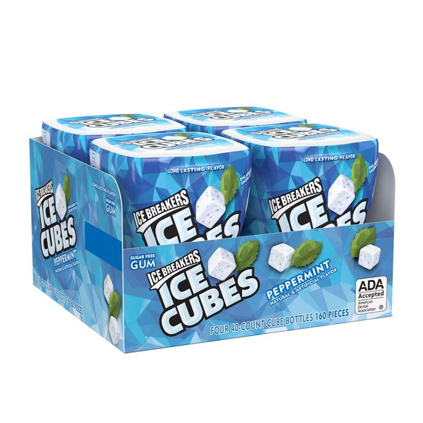 Ice Breakers Ice Cubes Sugar Free Gum, Peppermint, 40 pieces, 4 ct ...