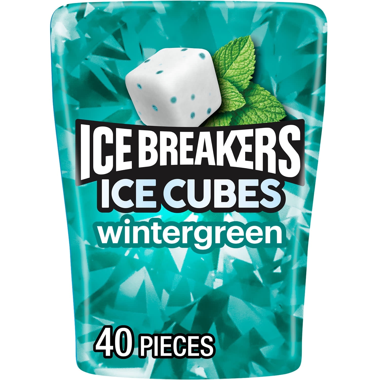 Ice Breakers Ice Cubes Wintergreen Sugar Free Chewing Gum, Bottle, ( 3. ...