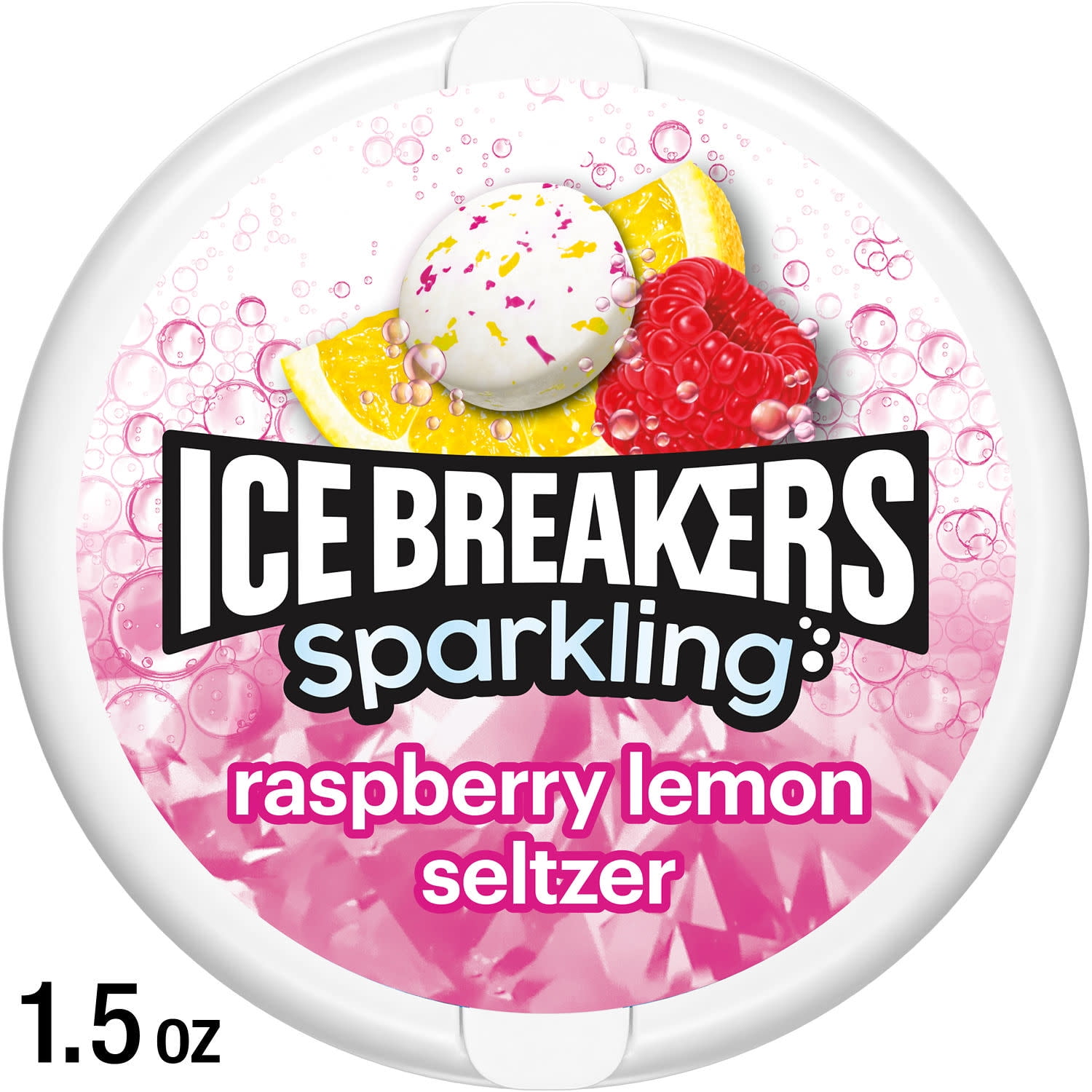Ice Breakers Sparkling Raspberry Lemon Seltzer Sugar Free Mints, Tin 1. ...