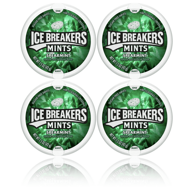Ice Breakers Sugar-Free Spearmint Breath Mints, 1.5 oz Tin (4-Pack ...