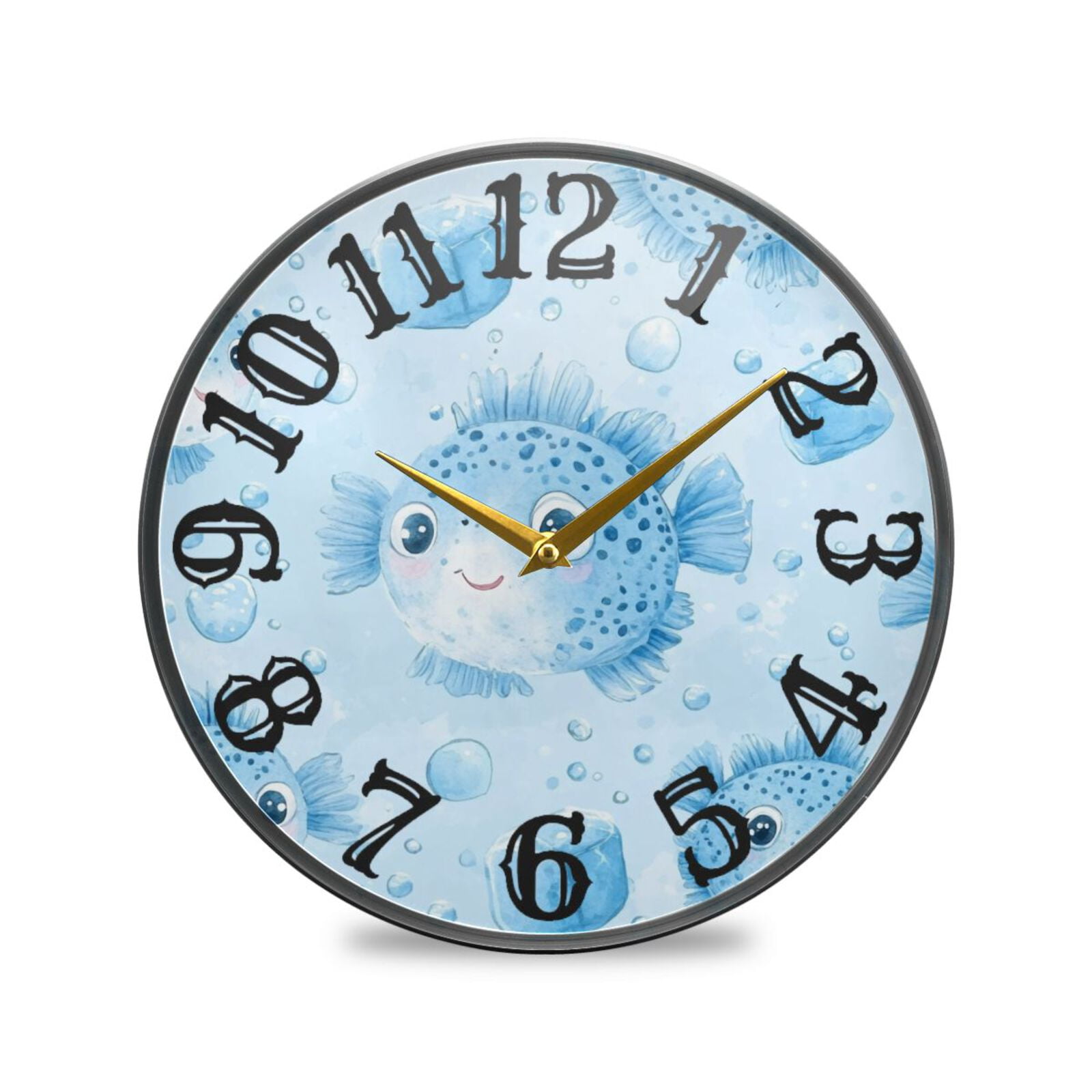 Ice Bubbles Puffers Wall Clock 10 Inch Silent Non Ticking Battery ...
