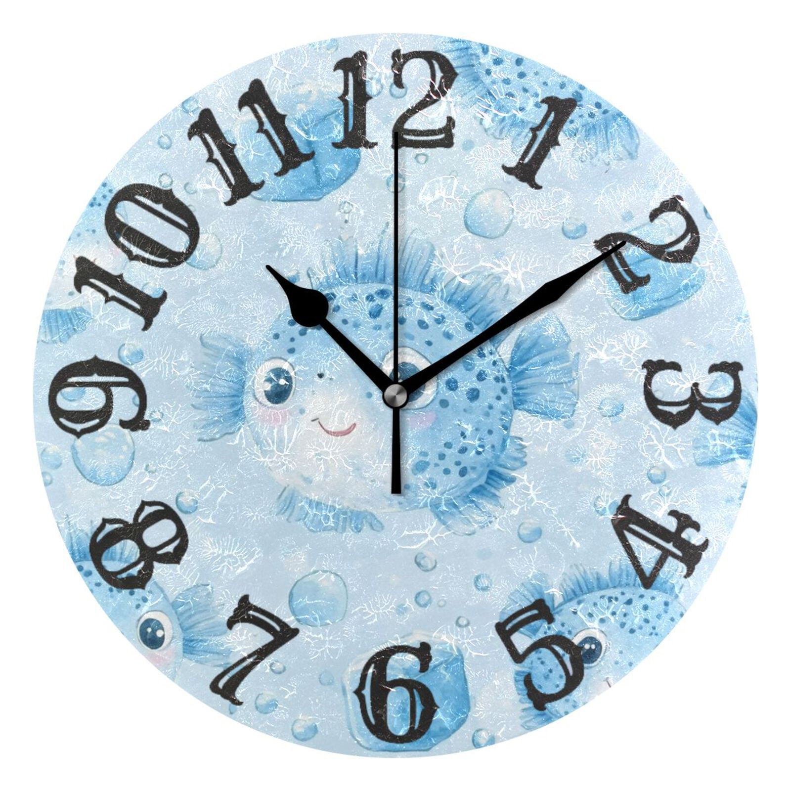 Ice Bubbles Puffers Wall Clock 10 inch Non-Ticking Easy to Read ...