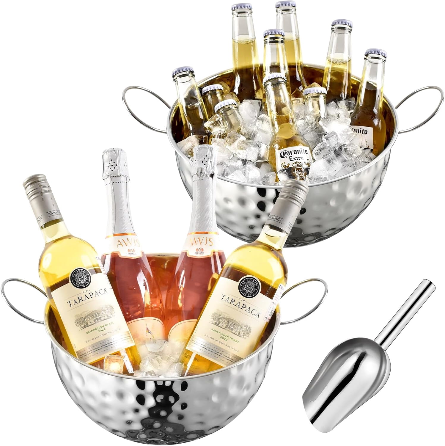 Ice Bucket of 2 Pack, 7L (10.3 * 10.3 * 5.9in) Large Ice Buckets for ...