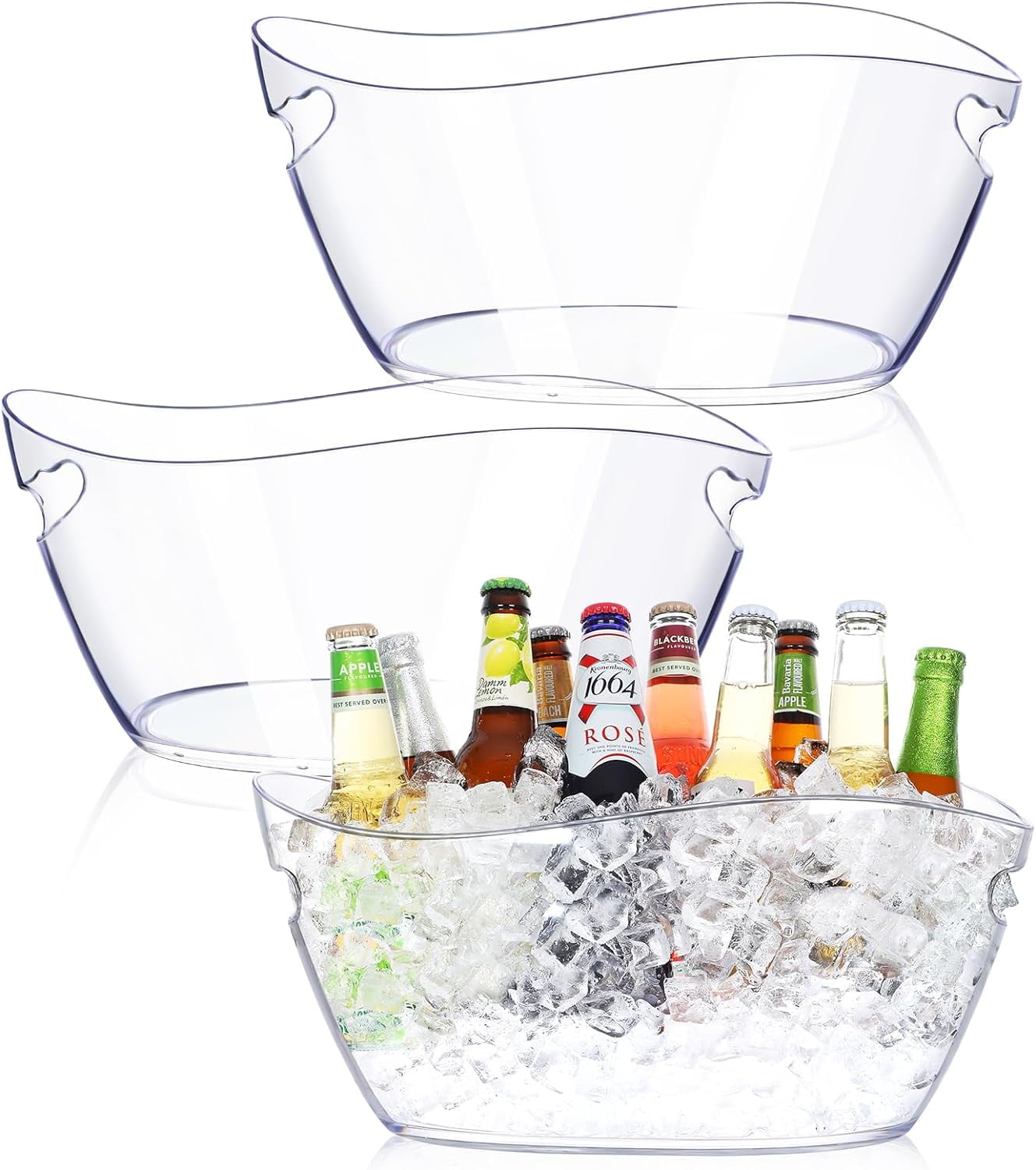 Ice Bucket 3 PCS, Larger Acrylic Ice Buckets for Parties, Champagne ...