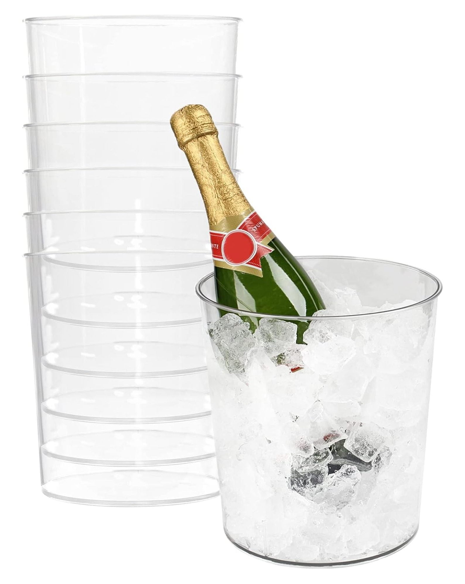 Ice Bucket for Champagne - 6 Pack Plastic Ice Buckets for Parties - 2.83L Clear Transparent ...