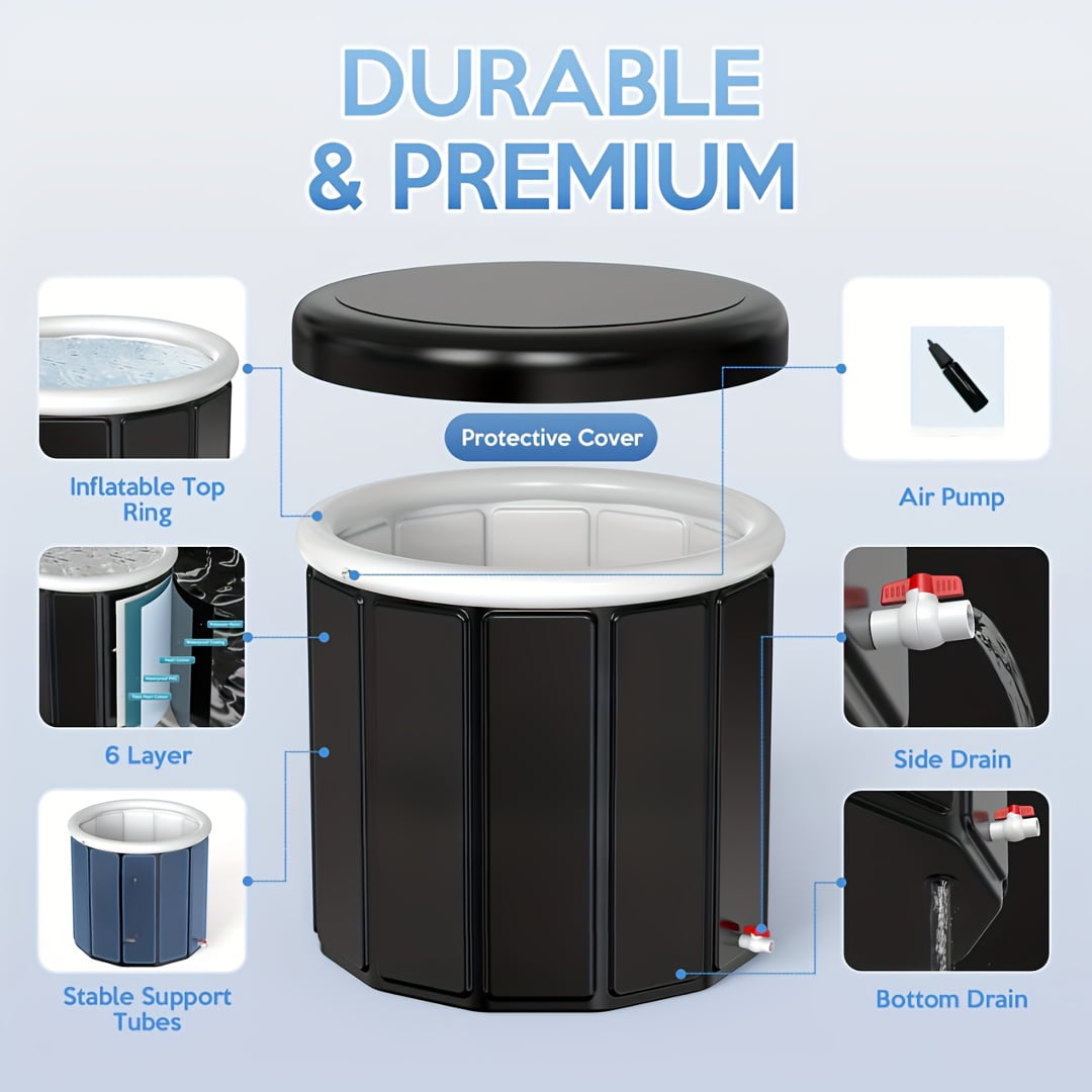Ice Bucket Cold Water Bath Bucket Foldable, No Installation, Inflatable ...