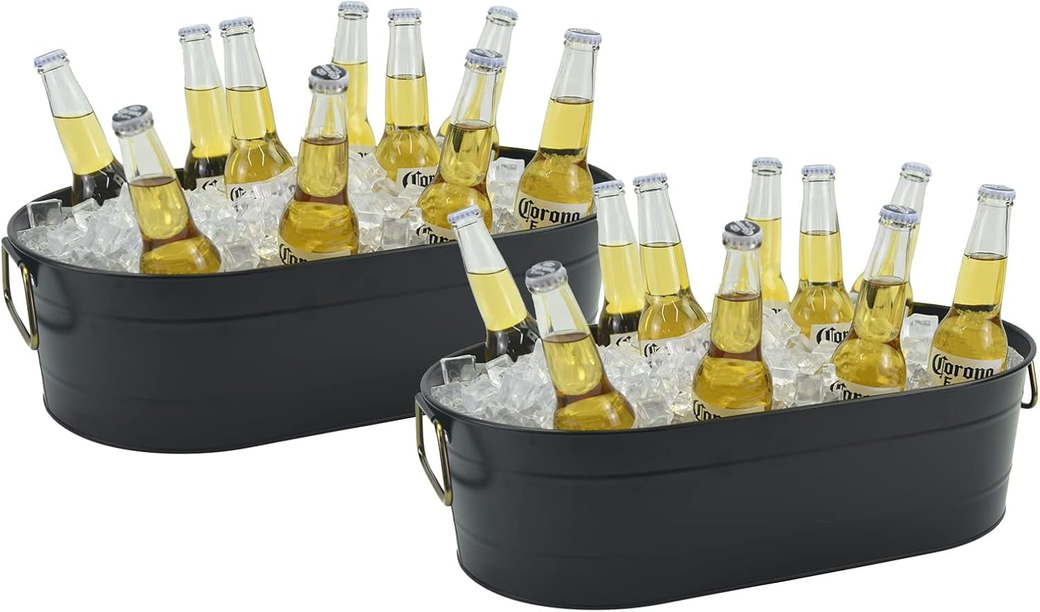 Ice Bucket Galvanized Tub, 2 Pcs 5 Gallon Oval Beverage Tub, Drink ...