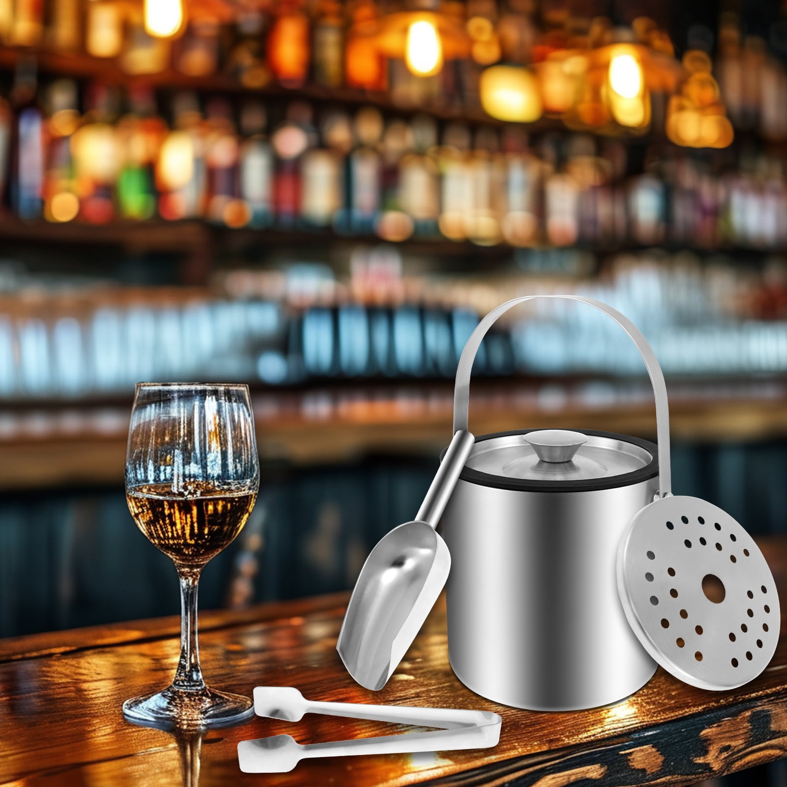 Ice Bucket with Handle Double Wall Insulated Ice Bucket 2L Ice Bucket ...