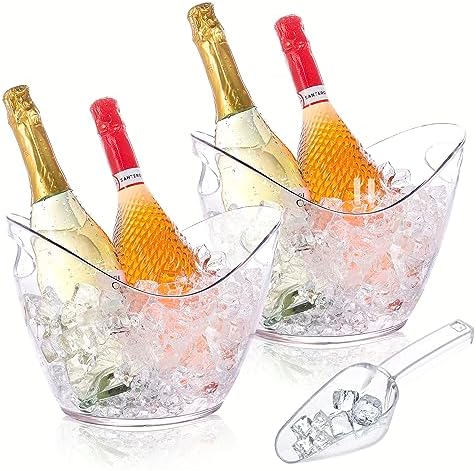 Ice Bucket for Parties 2 Pcs 4 Liter Beverage Tub Ice Tub Wine Beer ...
