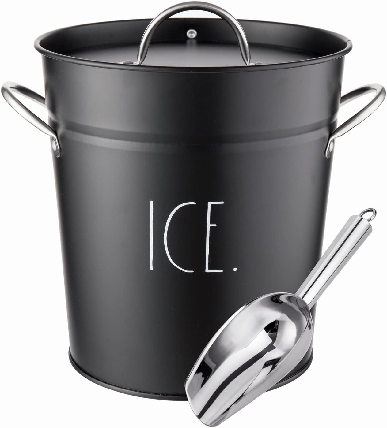 Ice Bucket with Scoop - Stainless Steel Bucket with Handle, Lid and Ice ...