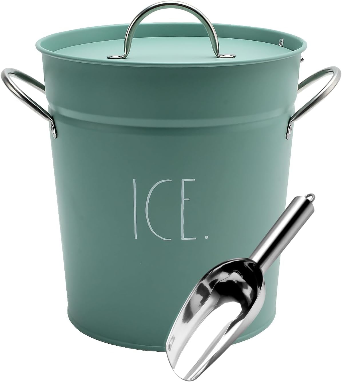 Ice Bucket with Scoop - Stainless Steel Bucket with Handle, Lid and Ice ...