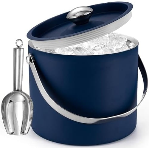 Ice Bucket Stainless Steel Double Wall Insulated Ice bucket with Lid ...