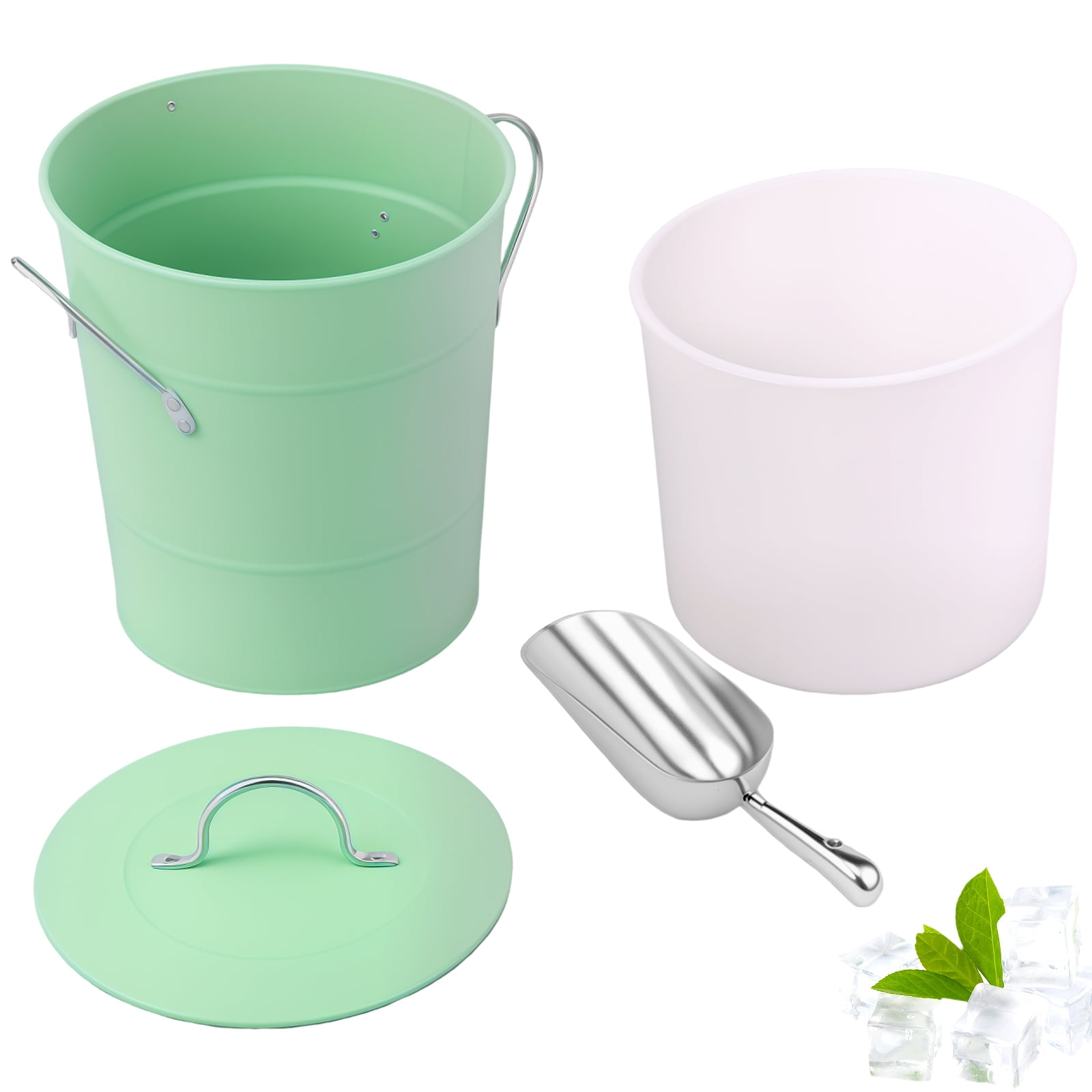 Ice Bucket with Handle 3.5L Double Wall Insulated Ice Container Bin ...