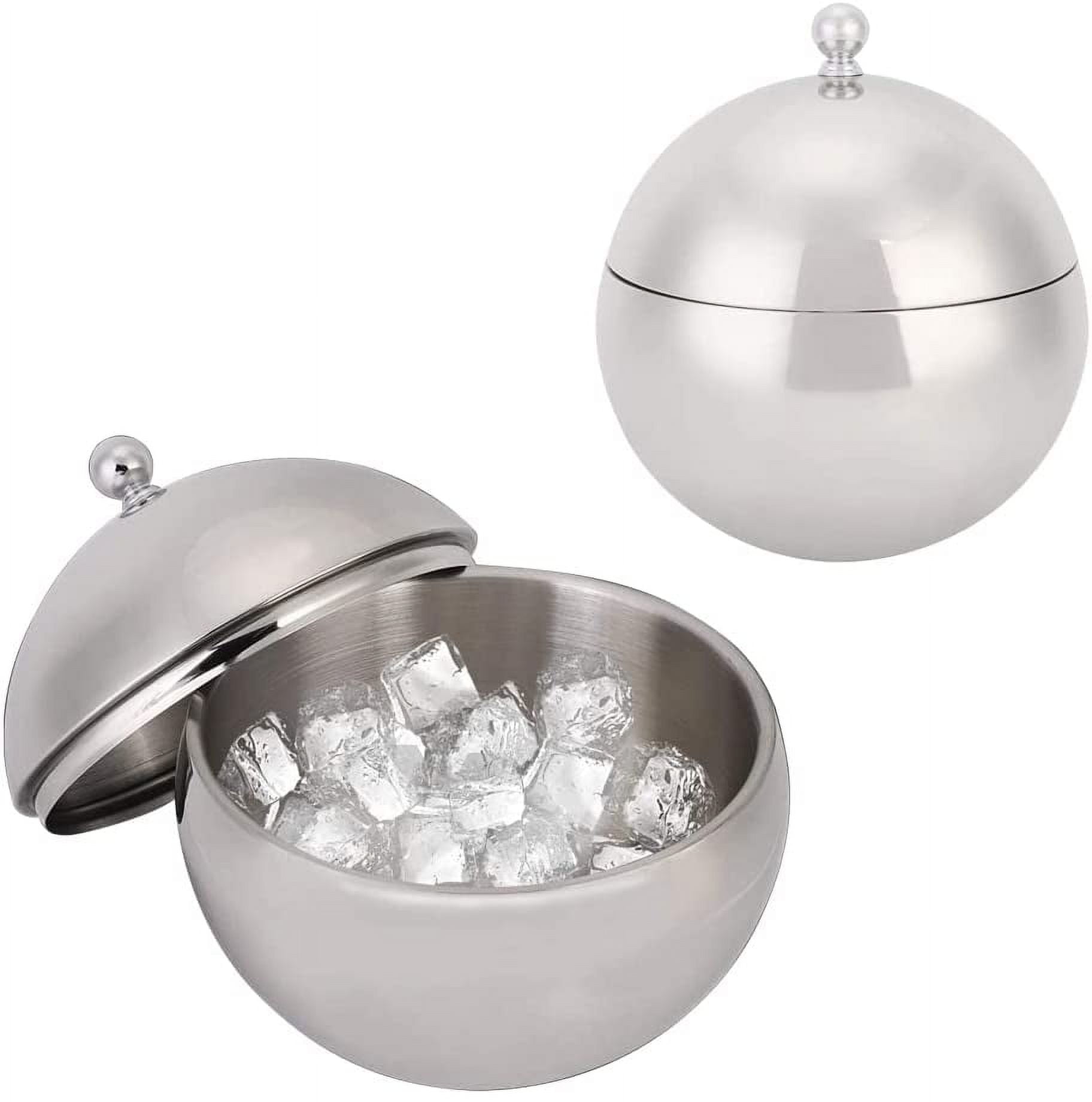 Ice Bucket with Lid Double Insulation Stainless Steel Ice Box Container ...