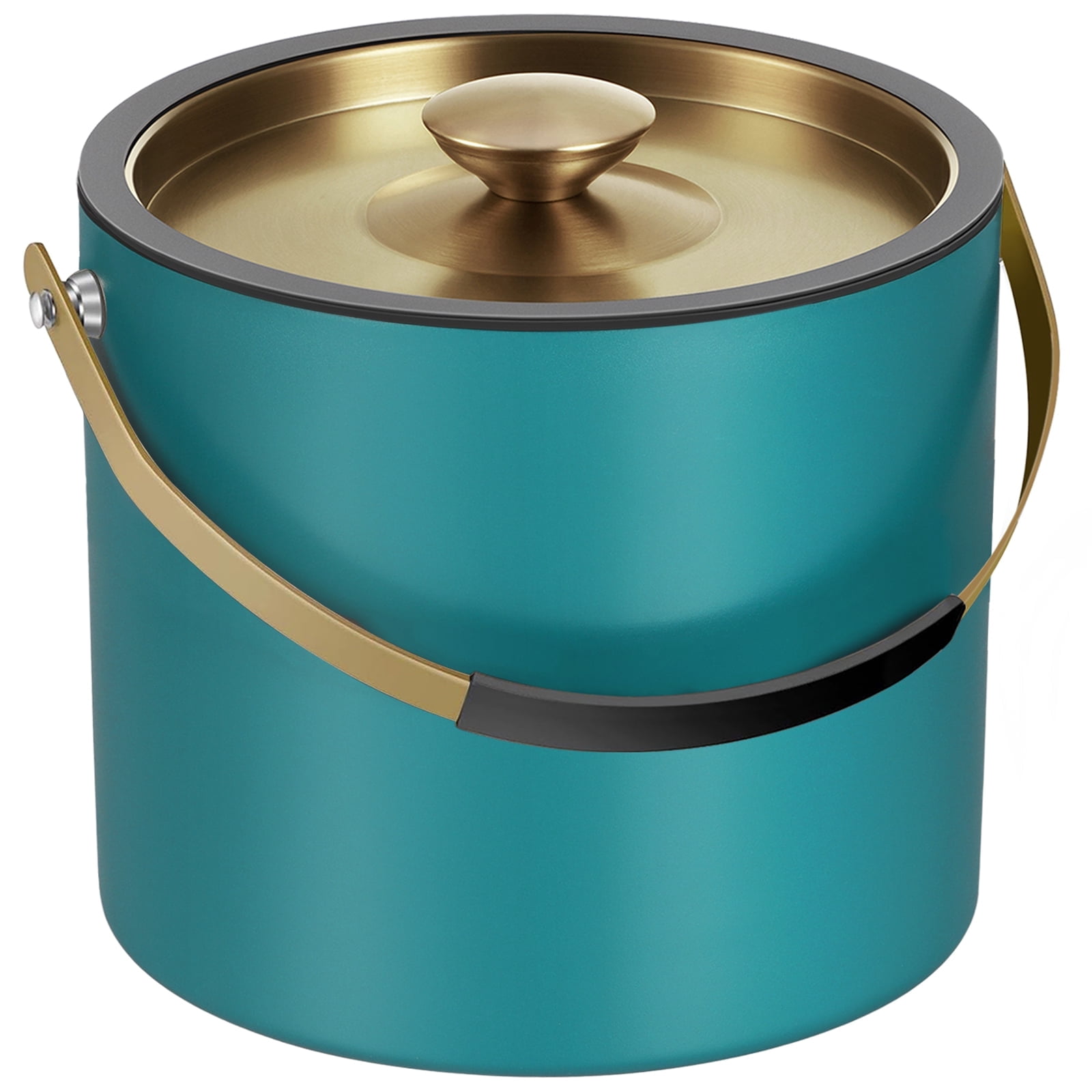 3.2L Ice Bucket with Lid, Scoop & Strainer, Double Wall Stainless Steel ...