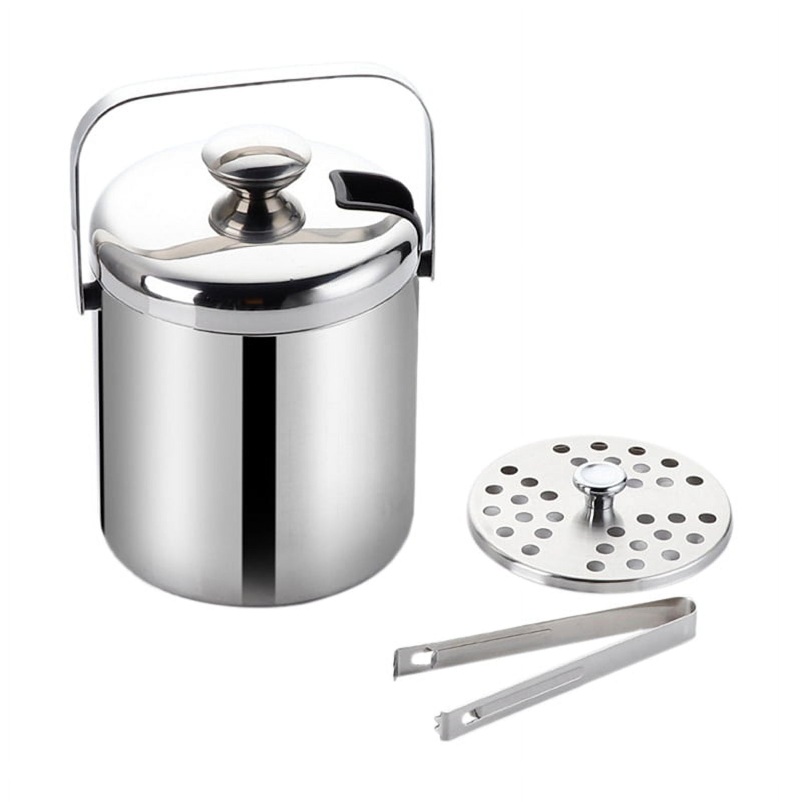 Ice Bucket with Lid and Tong Insulated Ice Bucket Stainless Steel ...