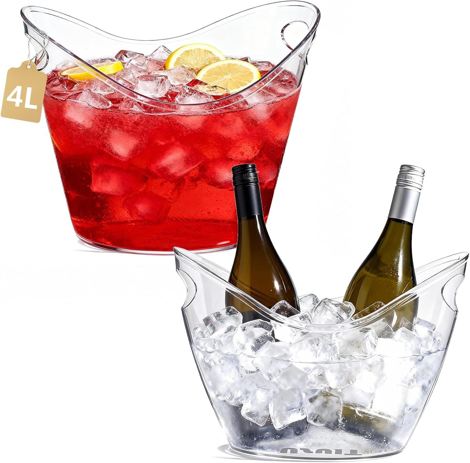 Ice Buckets for Parties (2 Pieces in 1 Package), Portable Drink Bucket ...