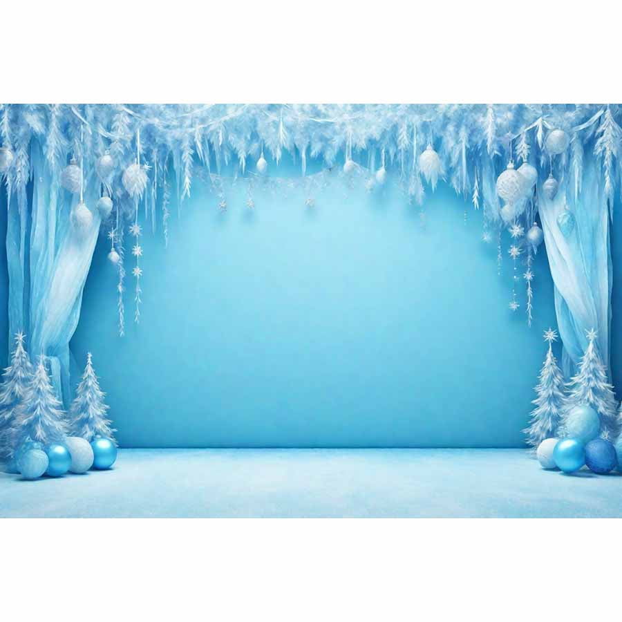 Ice Castle Birthday rations Photo Frame Backdrop for Blue Curtains ...