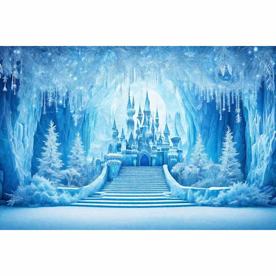 Ice Castle Birthday rations Photo Frame Backdrop for Blue Curtains ...
