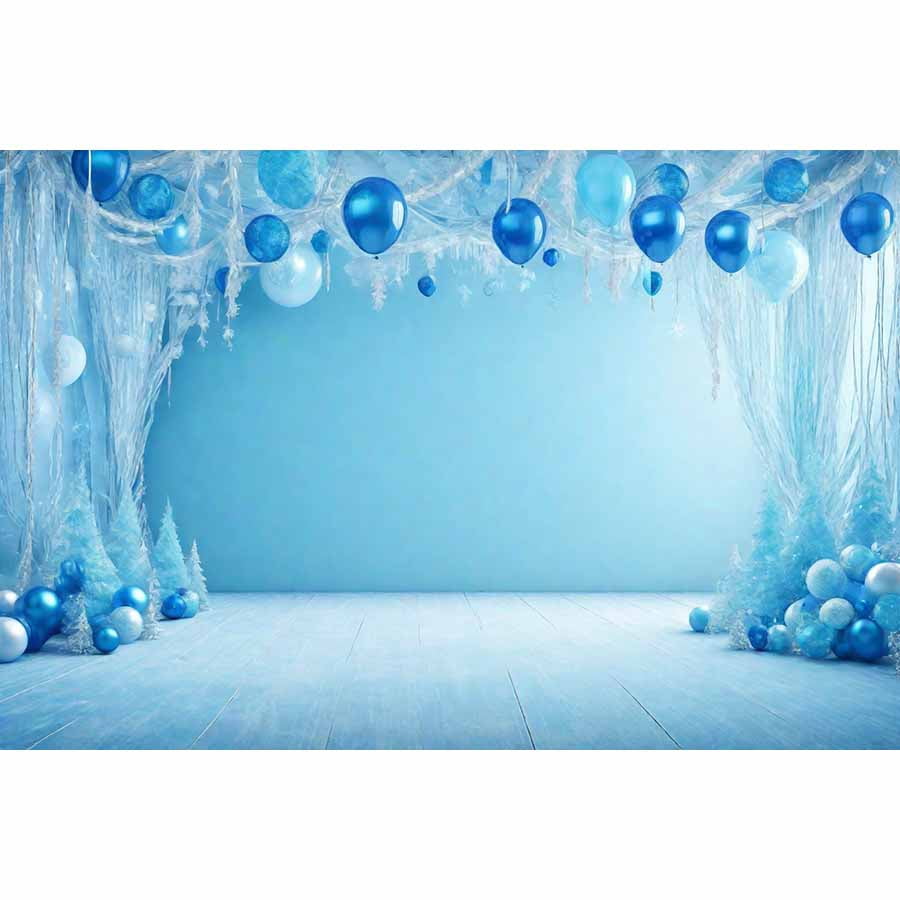 Ice Castle Birthday rations Photo Frame Backdrop for Blue Curtains ...