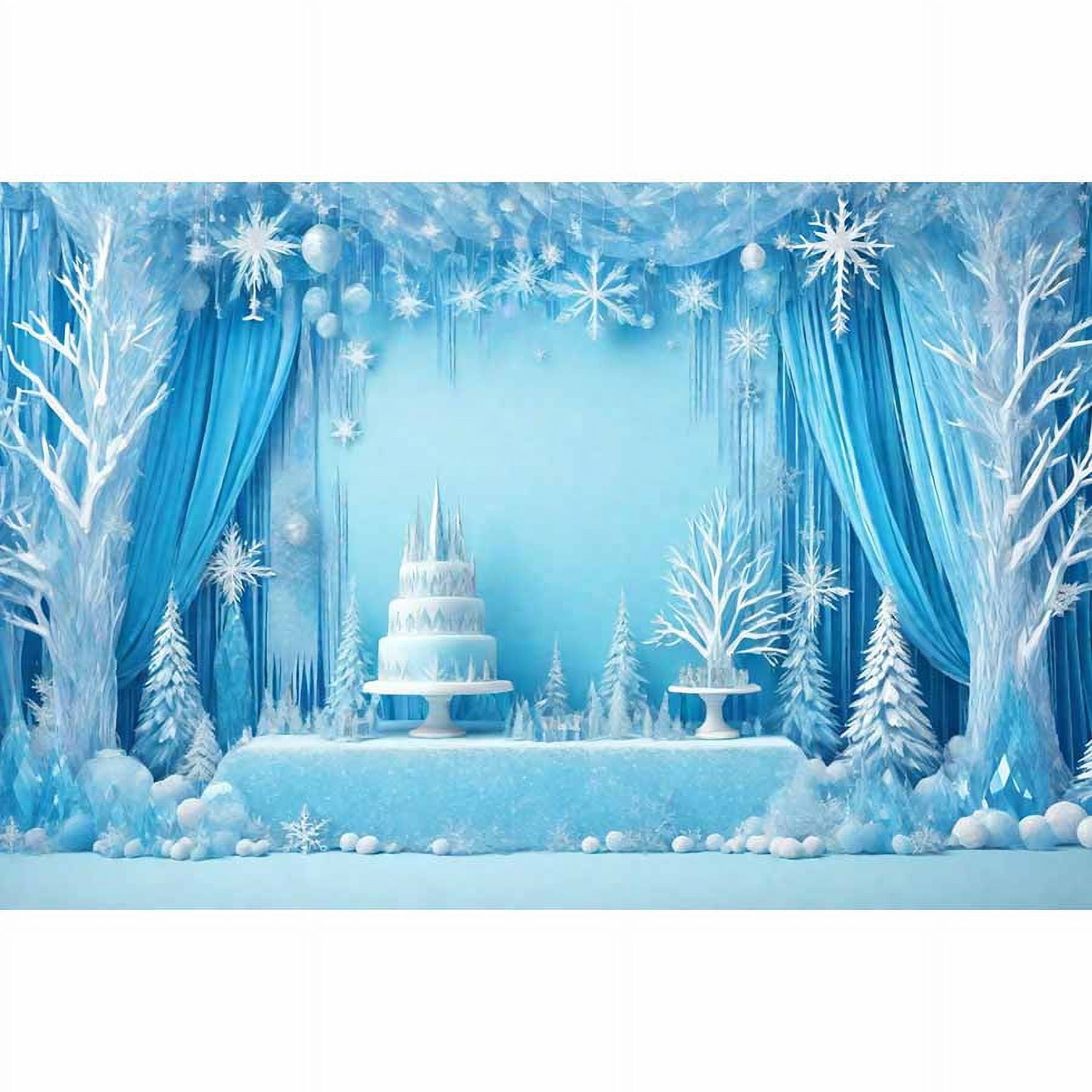 Ice Castle Birthday rations Photo Frame Backdrop for Blue Curtains ...