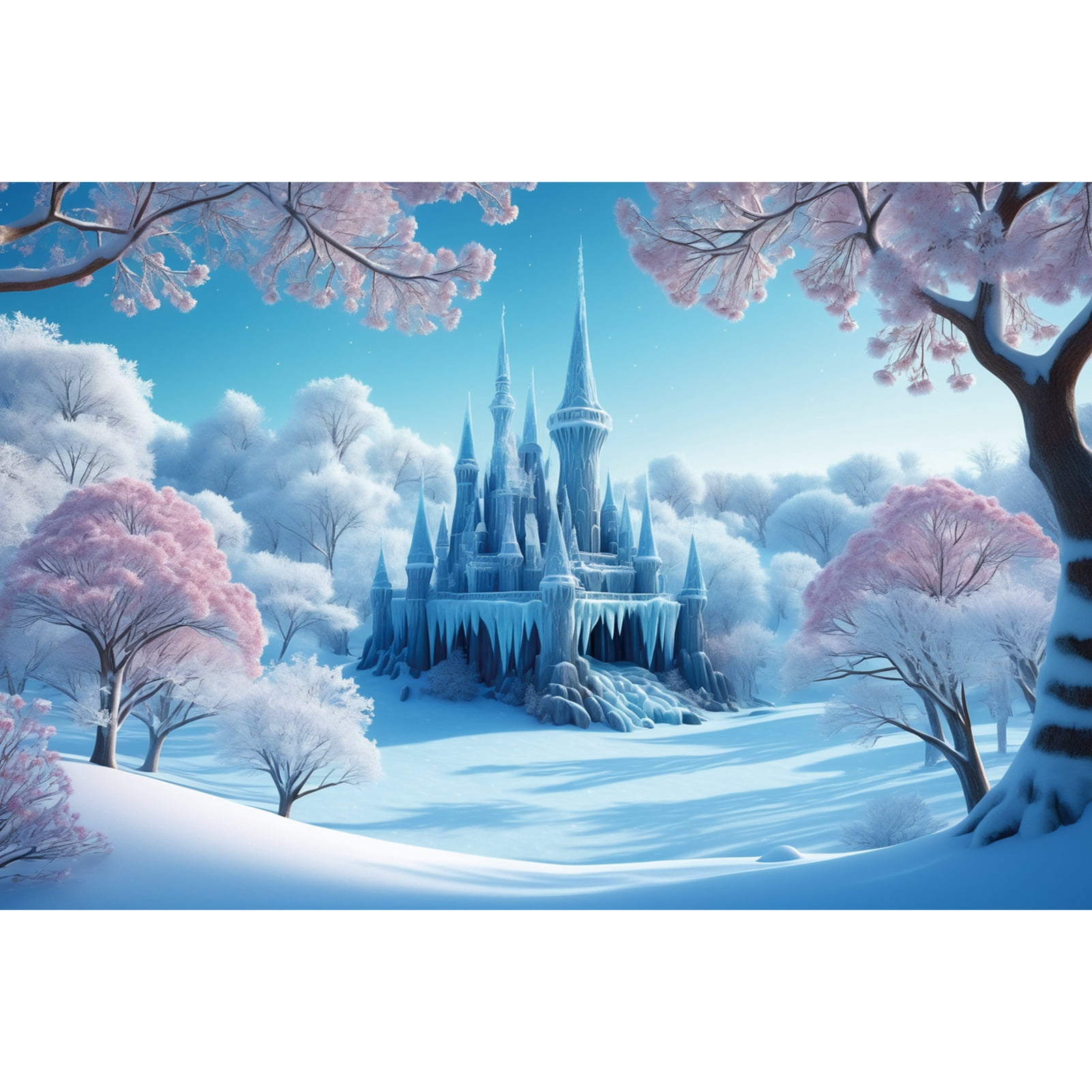 Ice Castle Birthday rations Photo Frame Backdrop for Blue Curtains ...