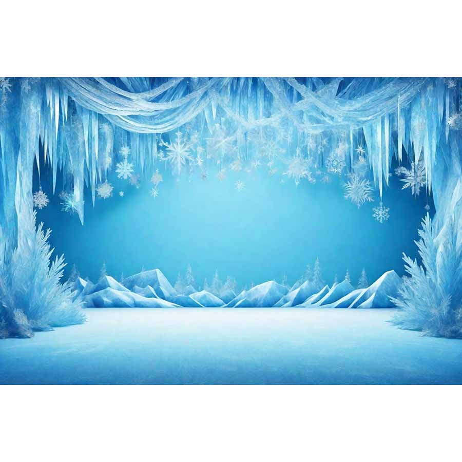 Ice Castle Birthday rations Photo Frame Backdrop for Blue Curtains ...