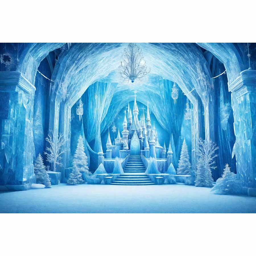 Ice Castle Birthday rations Photo Frame Backdrop for Blue Curtains ...