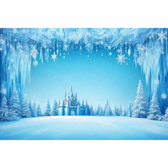 Ice Castle Birthday rations Photo Frame Backdrop for Blue Curtains ...