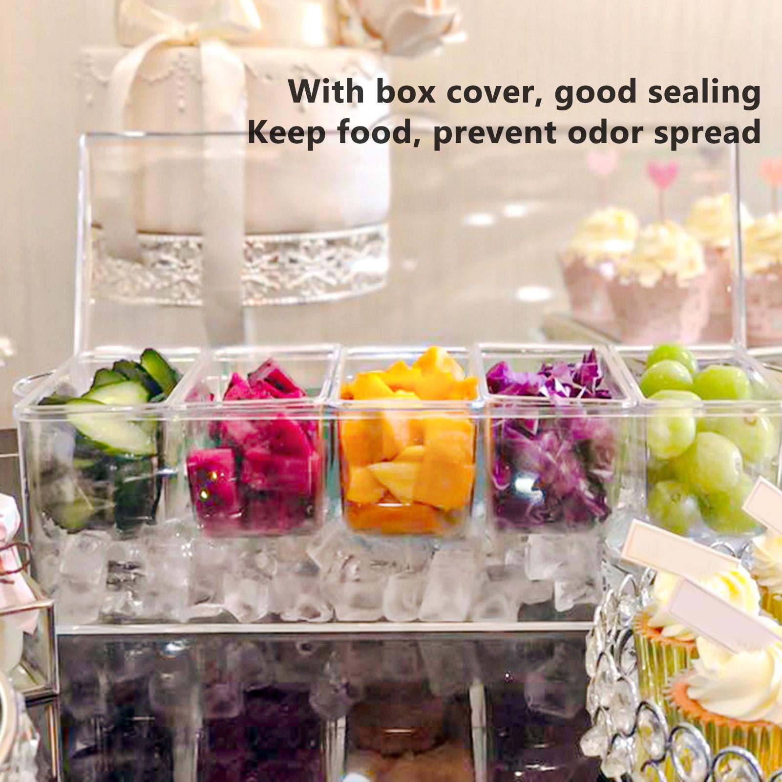 Ice Chilled 5 Compartment Condiment Server Caddy | Fruit Serving Tray ...