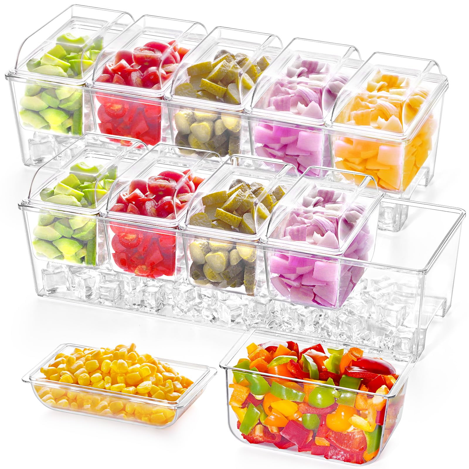 Ice Chilled Condiment Caddy with 5 Containers(2.5 cup), Condiment ...