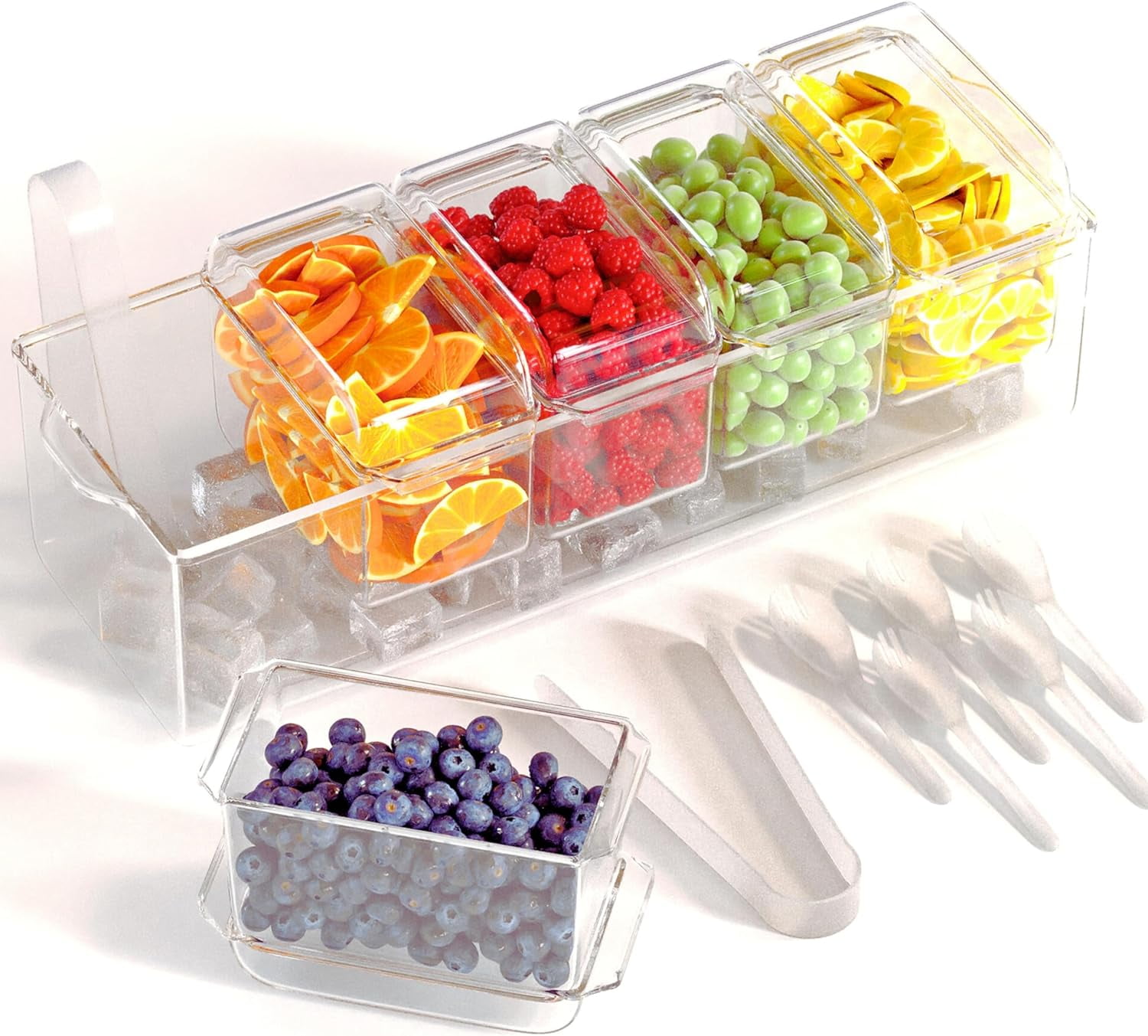 Ice Chilled Condiment Caddy | 5 Containers & 5 Lids | BPA Free ...