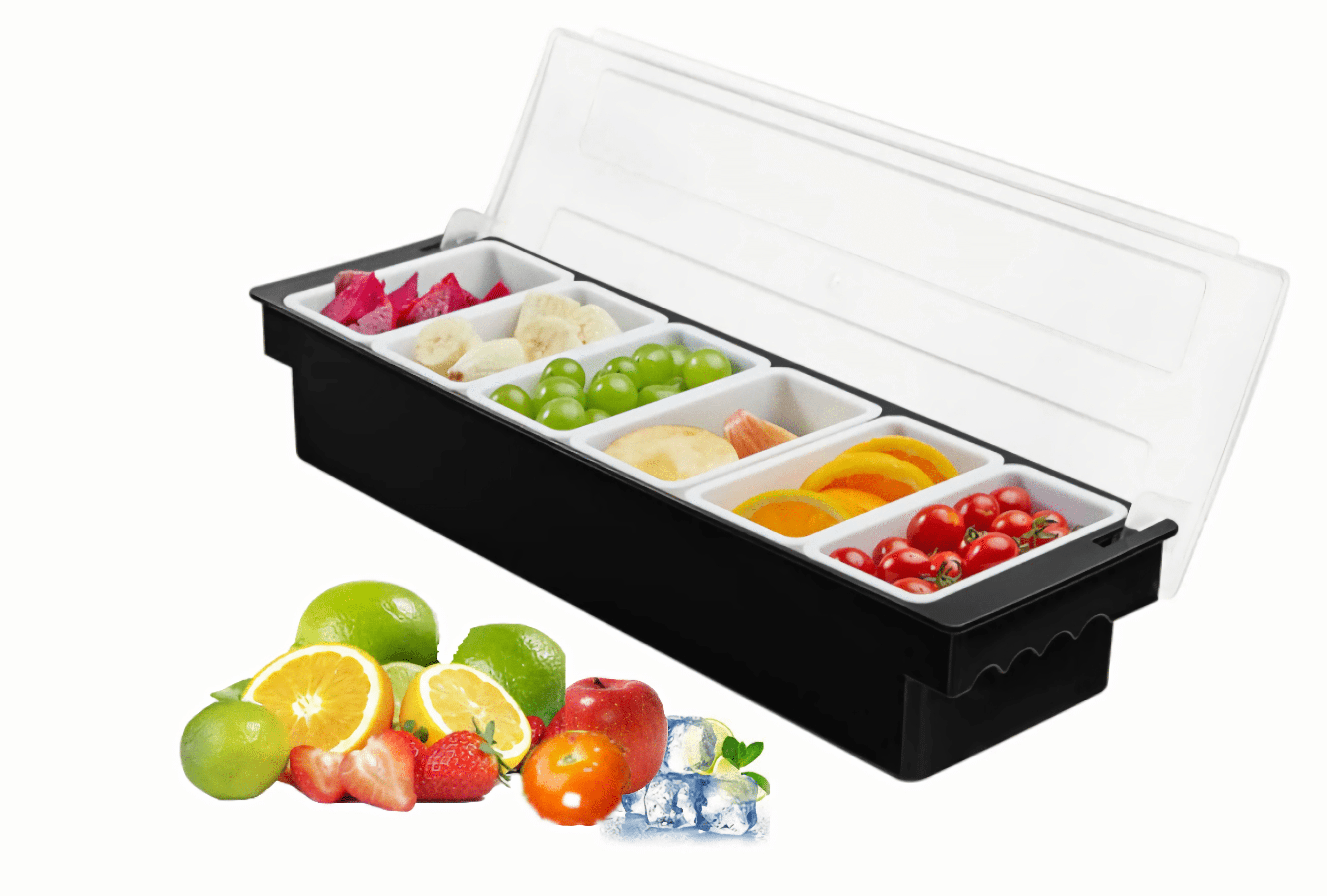 Ice Chilled Condiment Caddy Serving Container with Lid,Fruit Veggie ...