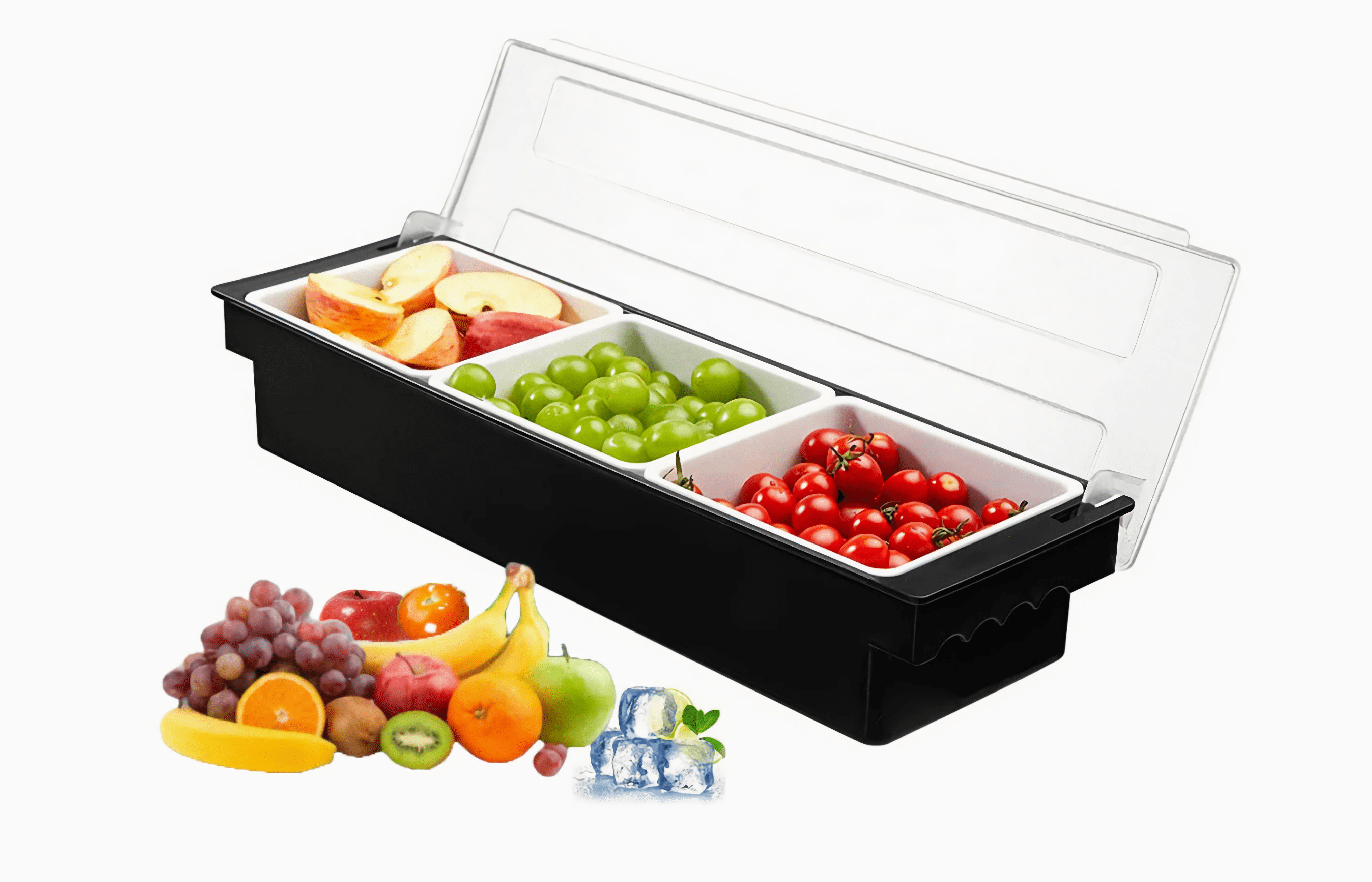 Ice Chilled Condiment Caddy Serving Container with Lid,Fruit Veggie ...