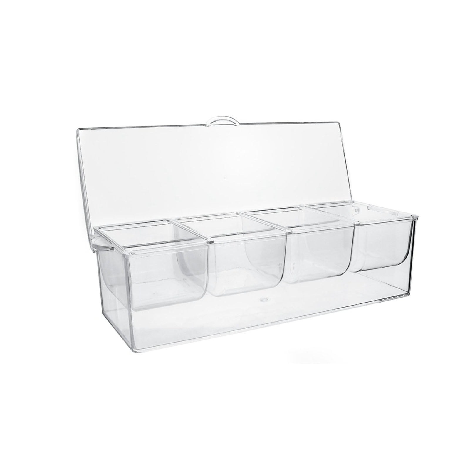Ice Chilled Condiment Serving Caddy Dish with 4 Compartments, Divided ...