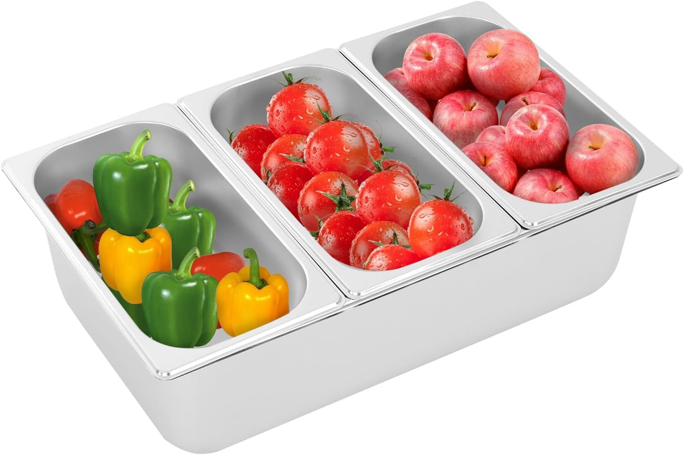 Ice Chilled Condiment Serving Container, 3 Compartments Cold Food ...