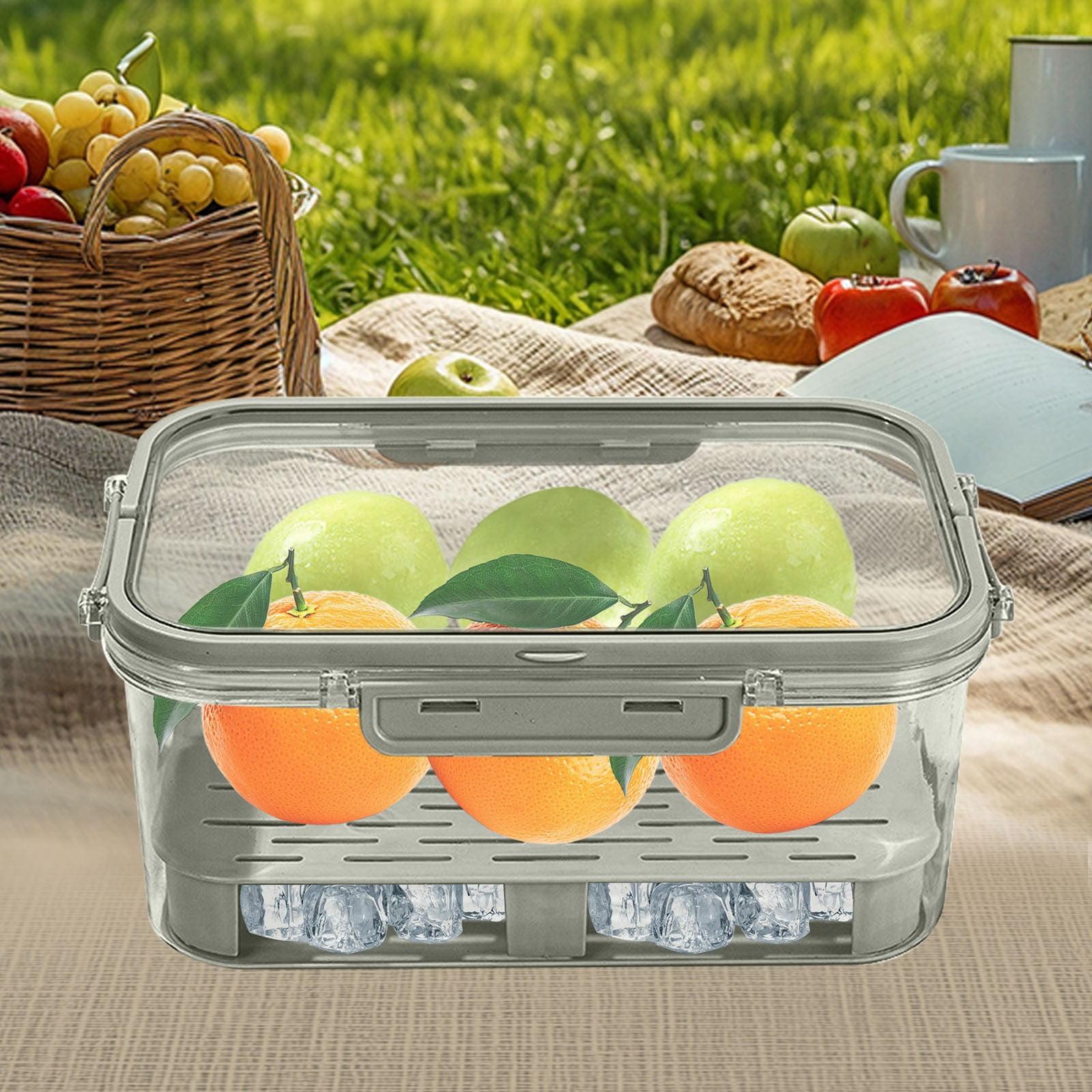 Ice Chilled Snackle Box Container with Ice Pack Portable Cooler Box ...
